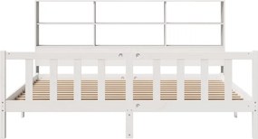 Postel s knihovnou bez matrace bílá 180x200 cm masivní borovice 3321711