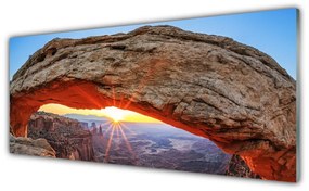 akrylový obraz Skála Slunce Krajina 125x50 cm
