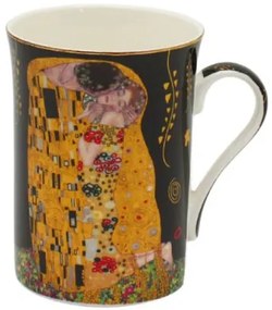 HOME ELEMENTS Porcelánový hrnek 300 ml, Klimt, Polibek černý