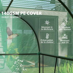 Skleník Outsunny 2 m² pro rajčata 2 x 1 x 1,78 m 2 rolovací zipové dveře ocel s vysokou hustotou PE 140 g/m² UV ochrana | Aosom