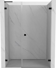 Mexen Lunar-B, L Otočné pravé sprchové dveře 145 cm, 8mm čiré sklo, černý matný profil, 832SL-145-050-70-00-P