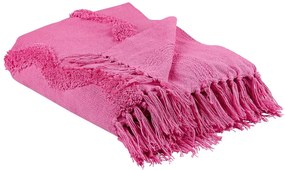 Bavlněná deka 125 x 150 cm růžová KHARI Beliani