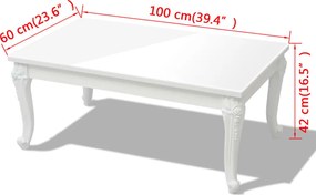 vidaXL Konferenční stolek 100x60x42 cm vysoký lesk bílý [243380]