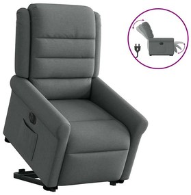 Elektrické zvedací polohovací křeslo tmavě šedé textil 3303335