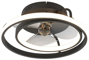 Stropní ventilátor černý 46,5 cm vč. LED s dálkovým ovládáním - Kees