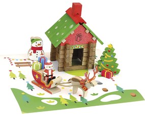 Jeujura Dřevěná stavebnice 50 dílů Dům Santy