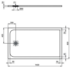 Ideal Standard Ultra Flat S - Sprchová vanička 140 x 80 cm, Černá, K8237FV