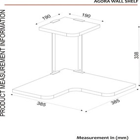 Rohová nástěnná police AGORA 33,8x38,5 cm hnědá