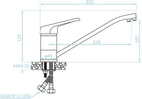 Kuchinox Grace, stojánková umyvadlová/dřezová baterie, chromová, LAV-BKY_060D