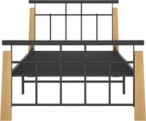 Rám postele kov a masivní dubové dřevo 90 x 200 cm 324897