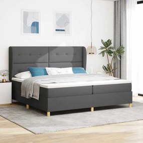 Postel s boxspringem s čelo Tmavě šedá 200 x 200 cm textil 3340775