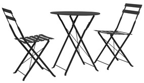 vidaXL 3dílný bistro set ocelový černý