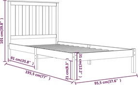 vidaXL Rám postele masivní borovice 90 x 190 cm Single [3103811] Barva: Černá