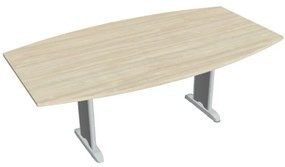 Stůl jednací sud 200 cm - Hobis Flex FJ 200 Dekor stolové desky: akát, Barva nohou: Stříbrná