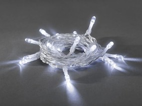 Vnitřní vánoční LED řetěz, studená bílá, 2m, 20 LED, průhledný kabel, na baterie
