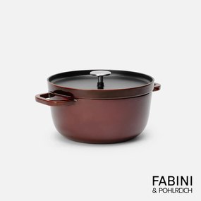 Fabini Kastrol FABINI & Pohlreich, Ø 26 cm (5,2 l) - Smaltovaný litinový kastrol s nahřívací poklicí, vínově červený