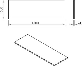 Sapho PLATO deska Rockstone 1500 x 24 x 500 mm bílá mat PL150-0101