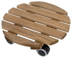 Hnědá dřevěná pojízdná podložka pod květináč Esschert Design, ø 28,7 cm