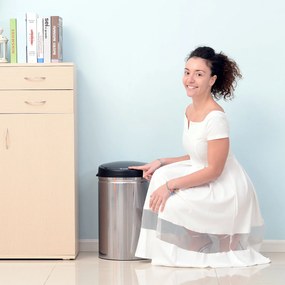 HOMCOM Automatický senzorový odpadkový koš IR senzorový odpadkový koš, kulatý, 30 l, volitelný vnitřní koš, nerez