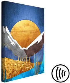 Obraz Velký lesk - grafika s horami na pozadí velkého západu slunce