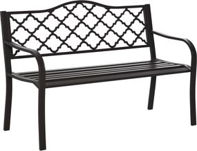 3-místná zahradní lavička Outsunny v rustikálně elegantním stylu pro zahradu nebo terasu, 128D x 60Š x 89V cm, epoxidový kov, litina, hnědá