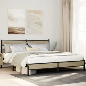 Kovový rám postele bez matrace dub sonoma 183 x 213 cm 3308496