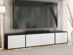 TV skříňka EDI 4 černý + bílý uzavřená TV skříňka s policí