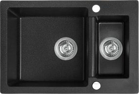 Laveo Celia, 1,5-komorový granitový dřez 650x440x195 mm, černá, LAV-SBC_730T