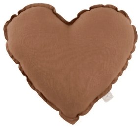 Mini lněný polštář srdce čokoláda 28 cm
