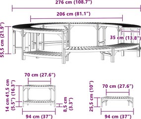 vidaXL Obložení vířivky Hnědá Ø275 x 55,5 cm Masivní akátové dřevo [3334767]