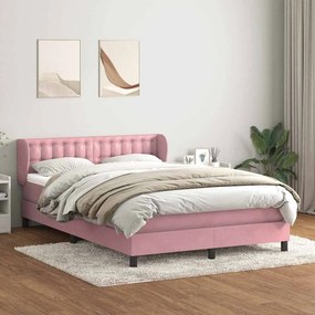 Box spring postel s matrací růžová 160x210 cm samet 3317870