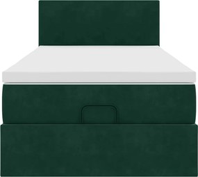 Osmanský rám postele s matrací tmavě zelené 100x200cm samet 3311684