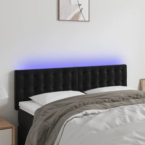 Čelo postele s LED černé 144x5x78/88 cm samet