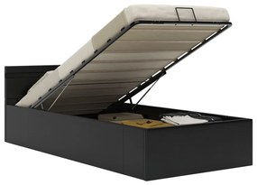 vidaXL Rám postele LED s úložným prostorem černý umělá kůže 90x200 cm