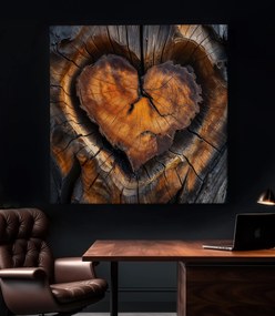 Obraz na plátně - Srdce kontrast, dřevo styl FeelHappy.cz Velikost obrazu: 80 x 80 cm