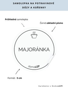 Samolepka na kořenky MAJORÁNKA průhledná 5 cm základní písmo