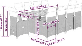 11dílný zahradní bistro set s poduškami šedý polyratan 3277278