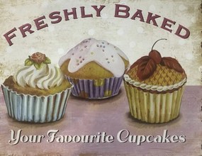 Plechová retro cedule Freshly Baked Your Favorite Cupcakes