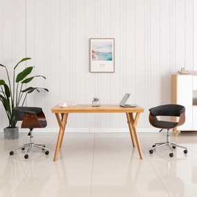 Otočná kancelářská židle šedá ohýbané dřevo a textil - Default Title