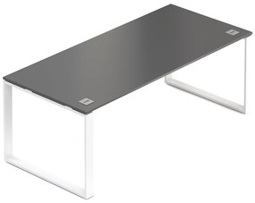 Stůl Creator 200 x 90 cm, bílá podnož, 2 nohy, antracit