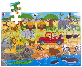 Bigjigs Toys Podlahové puzzle Africké dobrodružné 48 dílků