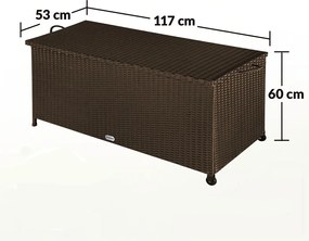 Polyratanový úložný box RICCO, 117 x 53 x 60cm, hnědá Casaria
