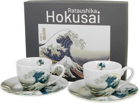 Sada 2 ks šálků s podšálkem Hokusai The Great Wave 90 ml vícebarevná