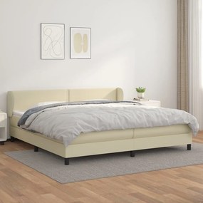 Box spring postel s matrací krémová 200x200 cm umělá kůže,  3127273