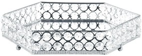 Zrcadlový dekorativní podnos šestihranný stříbrný VATAN Beliani