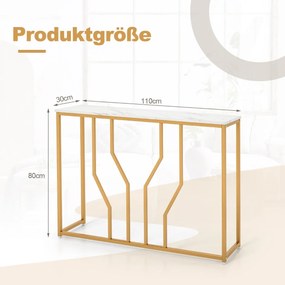 Costway Konzolový stolek s geometrickým kovovým rámem zlatá + – 110 × 30 × 80 cm