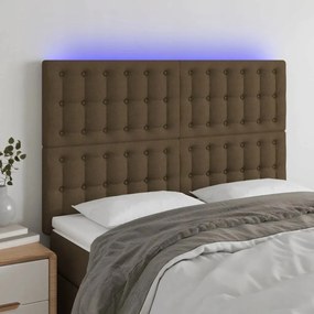 Čelo Postele S Led Tmavě Hnědé Textil Tmavě hnědá 144 x 5 x 118/128 cm