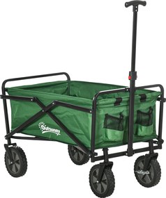 Skládací přepravní vozík Outsunny s nastavitelnou rukojetí, univerzálními koly a brzdou pro pláž, zahradu a kempování, ocelový rám, nosnost 40 kg, roz