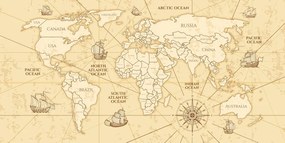 Obraz mapa světa s loďkami