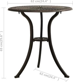 Zahradní stůl bronzový 62 x 62 x 65 cm litý hliník 315579